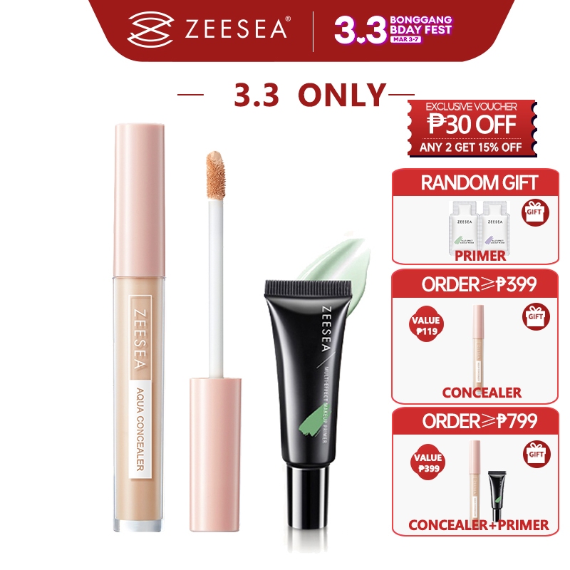 ZEESEA Primer +Concealer Full Coverage Base Blur Pore Color Corrector Moisturizing Brightening ...