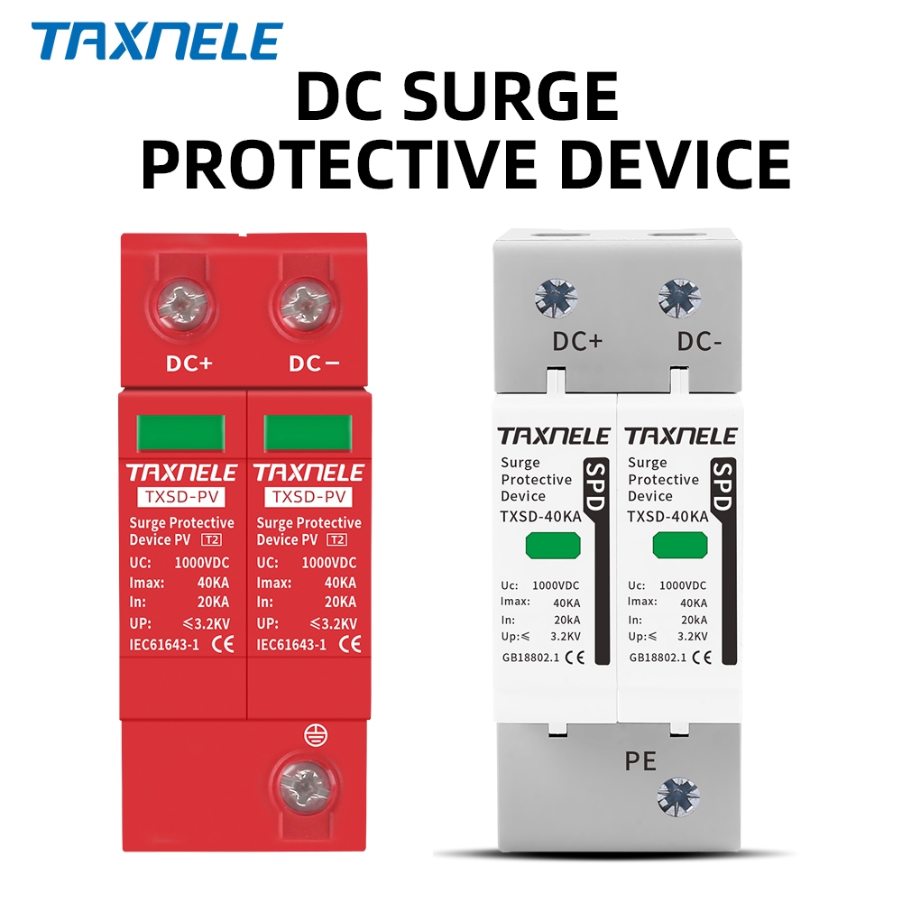 TAXNELE DC SPD 600V 800V 1000V 20KA 40KA surge Protector Solar PV Lightning Arrester TXSD-40KA ...