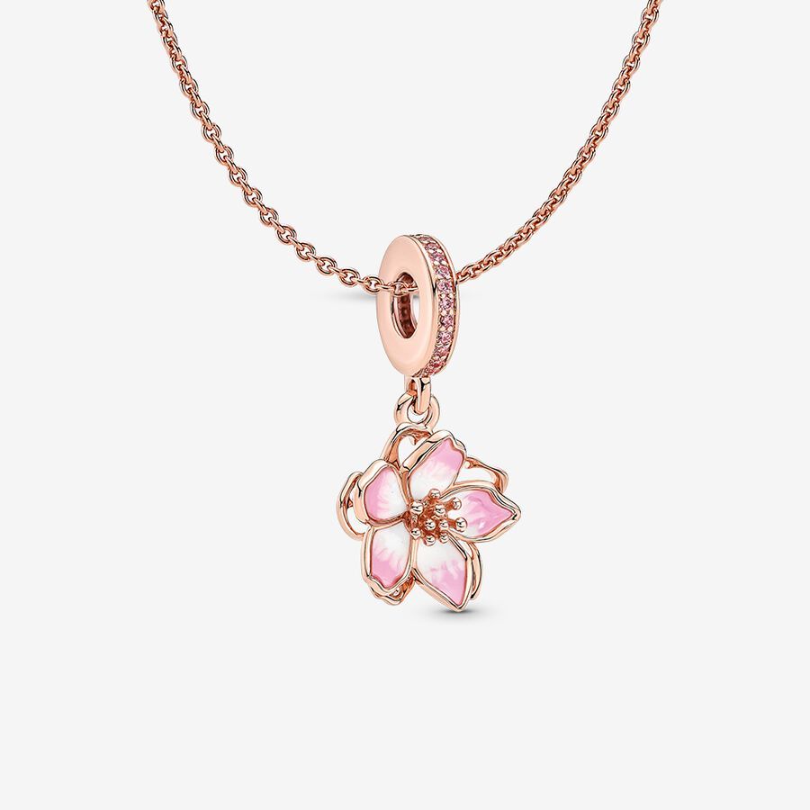 Pandora Cherry Blossom Pendant Necklace Rose gold | Shopee Philippines