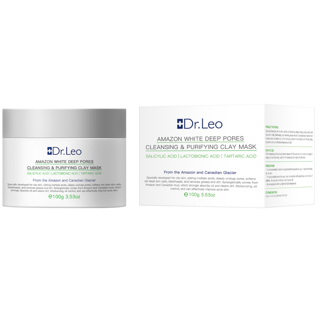 Dr.Leo White Clay Mask Black Heads Removel Deep Cleansing & Purifying ...