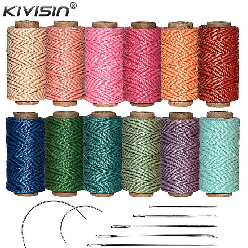 12 Color Waxed Leather Thread Kit Round Waxed Thread 0.8mm Thickness ...