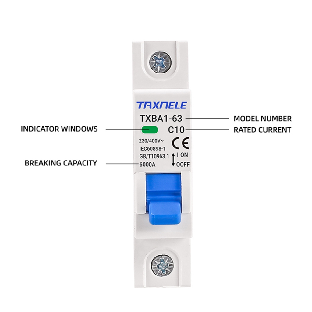 TAXNELE AC MCB 1P 2P 3P 4P 230V 400V 6KA Mini Circuit breaker Air Switch 6A 10A 16A 20A 32A 40A ...
