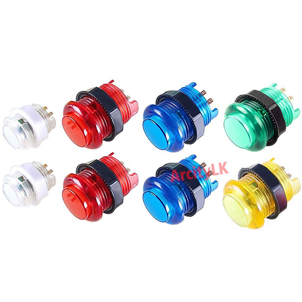 8 Pcs Arcade LED Push Buttons illuminated Light 6 × 30mm Buttons + 2 × ...