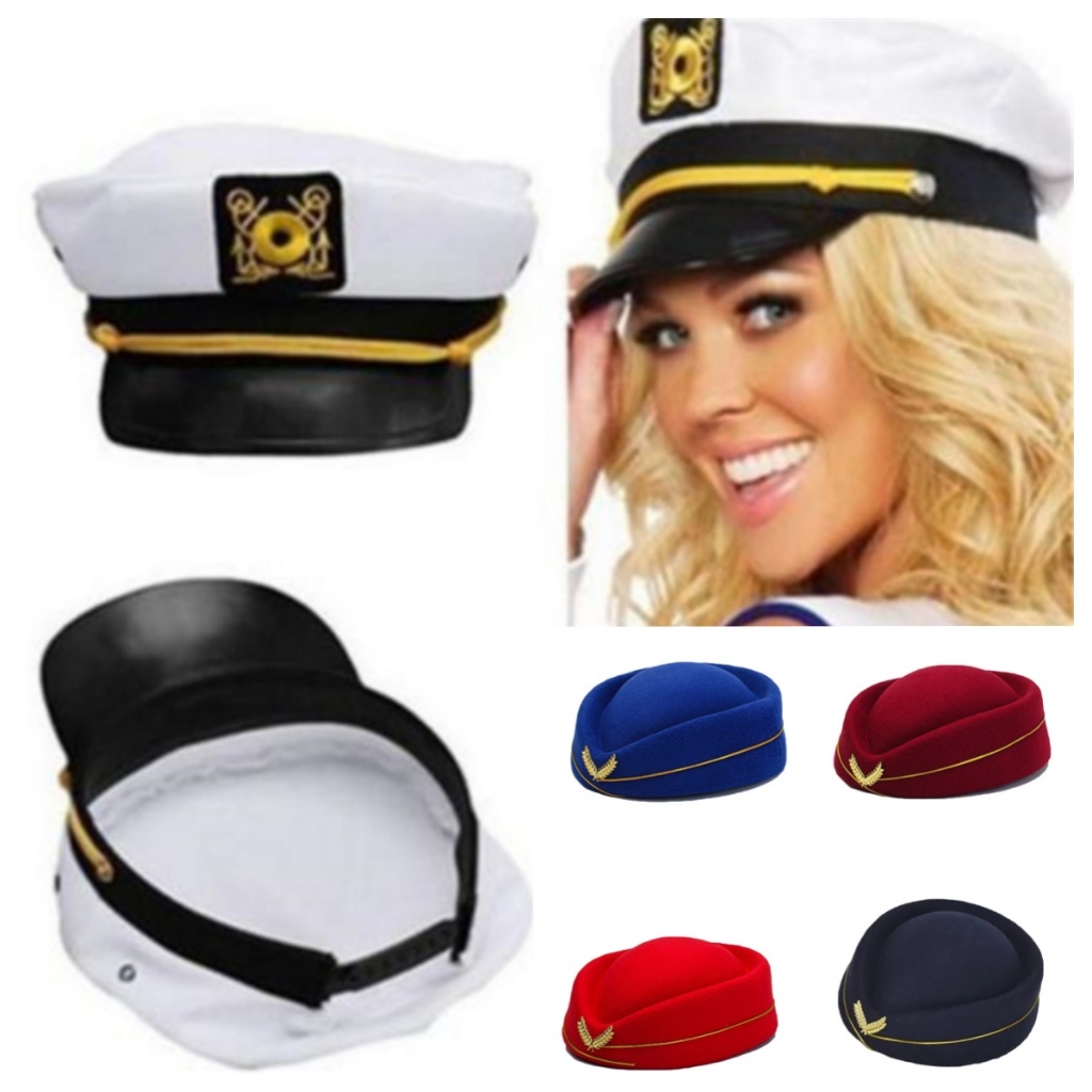 Vintage Adjustable Skipper Sailors Hat Adult Party Cap Marine Hat ...