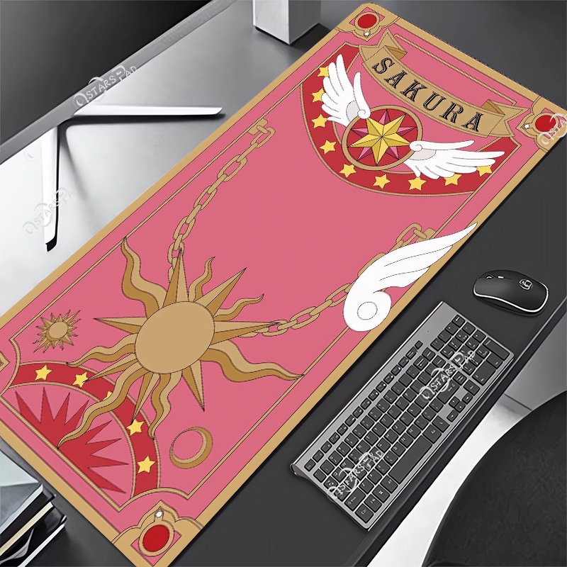Pink 900x400mm Cardcaptor Sakura Large Deskmat Kero Washable Pink Magic ...