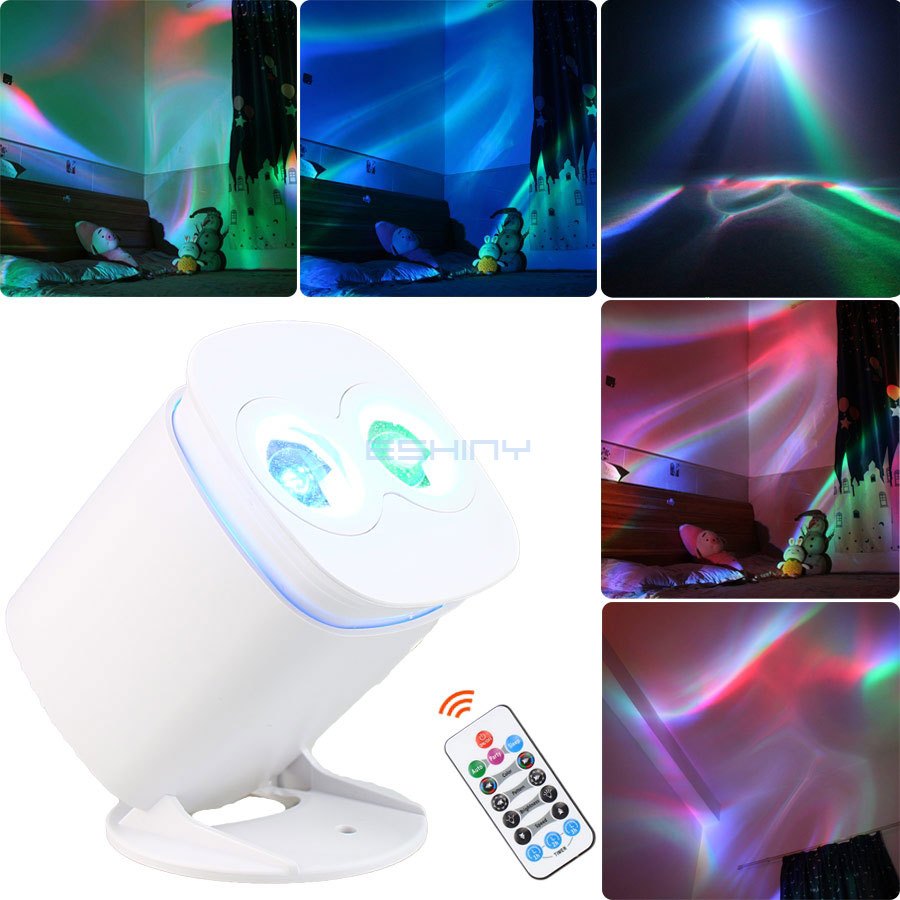 ESHINY RGB LED 7 Colors Rainbow Aurora Projector DJ Disco Light Party Bar Dance Magic Sky Night ...