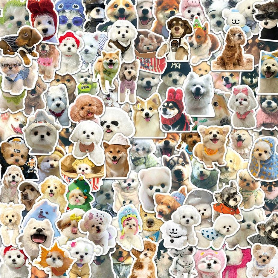 100/10 Piece Cute Dogs Stickers For DIY Phones Notebook Bike Car Helmet ...