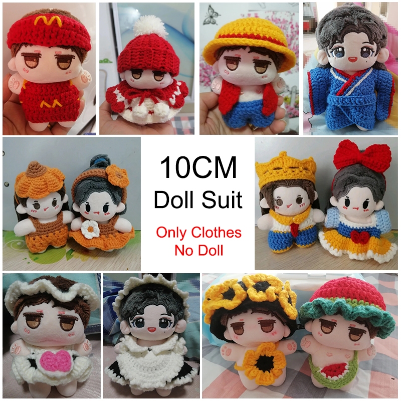 10cm Cotton Doll Clothes Suit Crochet Yarn Dress Hat Mini 10cm Doll ...