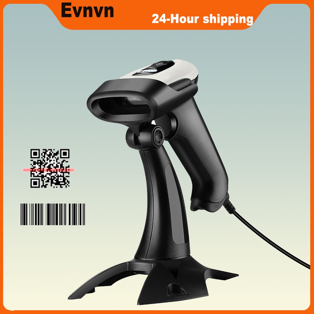 Evnvn USB Wired 2D Barcode Scanner with Adjustable Stand and Auto ...