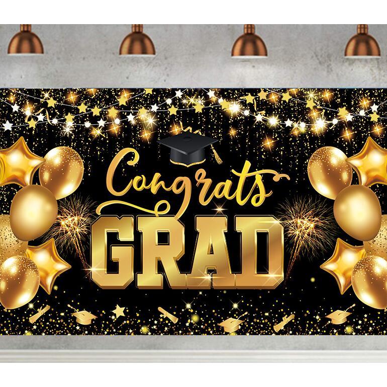 5x3ft Black Gold Fireworks Graduation Photography Backdrop Season Gala ...