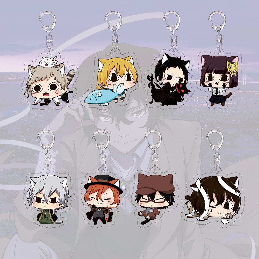 Keychain Bungo Stray Dogs Cartoon Animation Acrylic Key Ring Doll ...