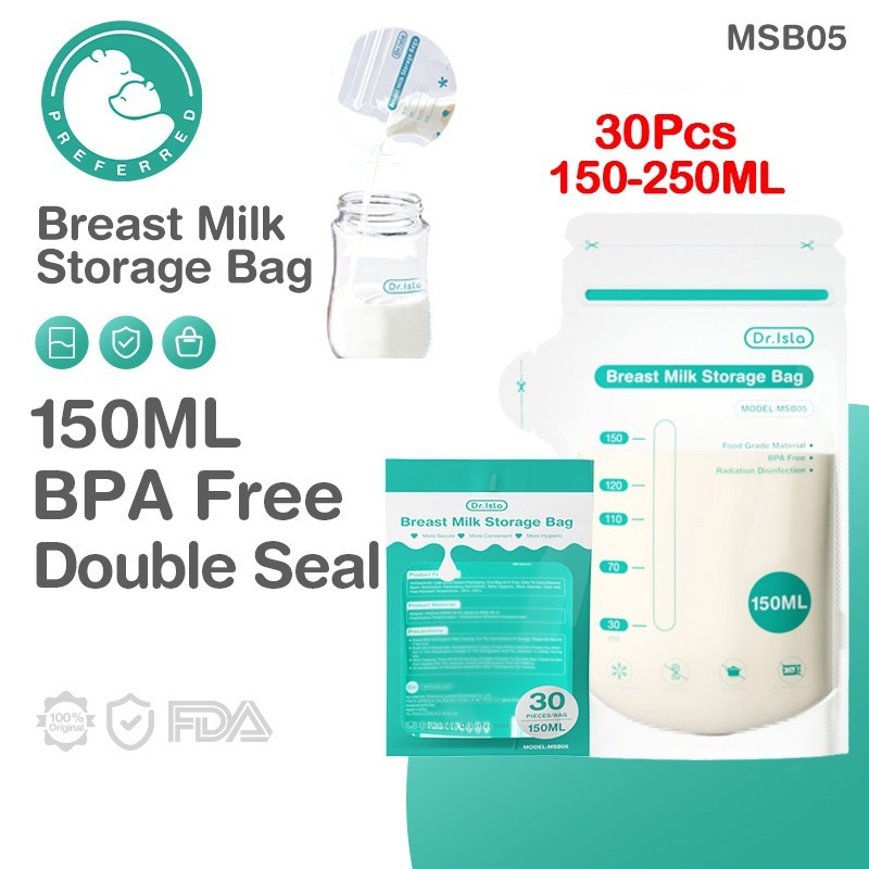Preferred Breastmilk Storage Bag 30PCS Zip Lock 5oz BPA-free Leak Proof ...