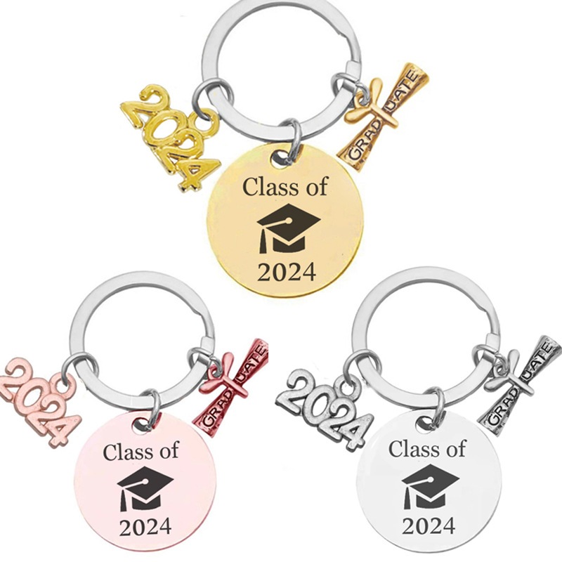 2024 Graduation Season Stainless Steel Keychain Doctoral Hat Engraving ...
