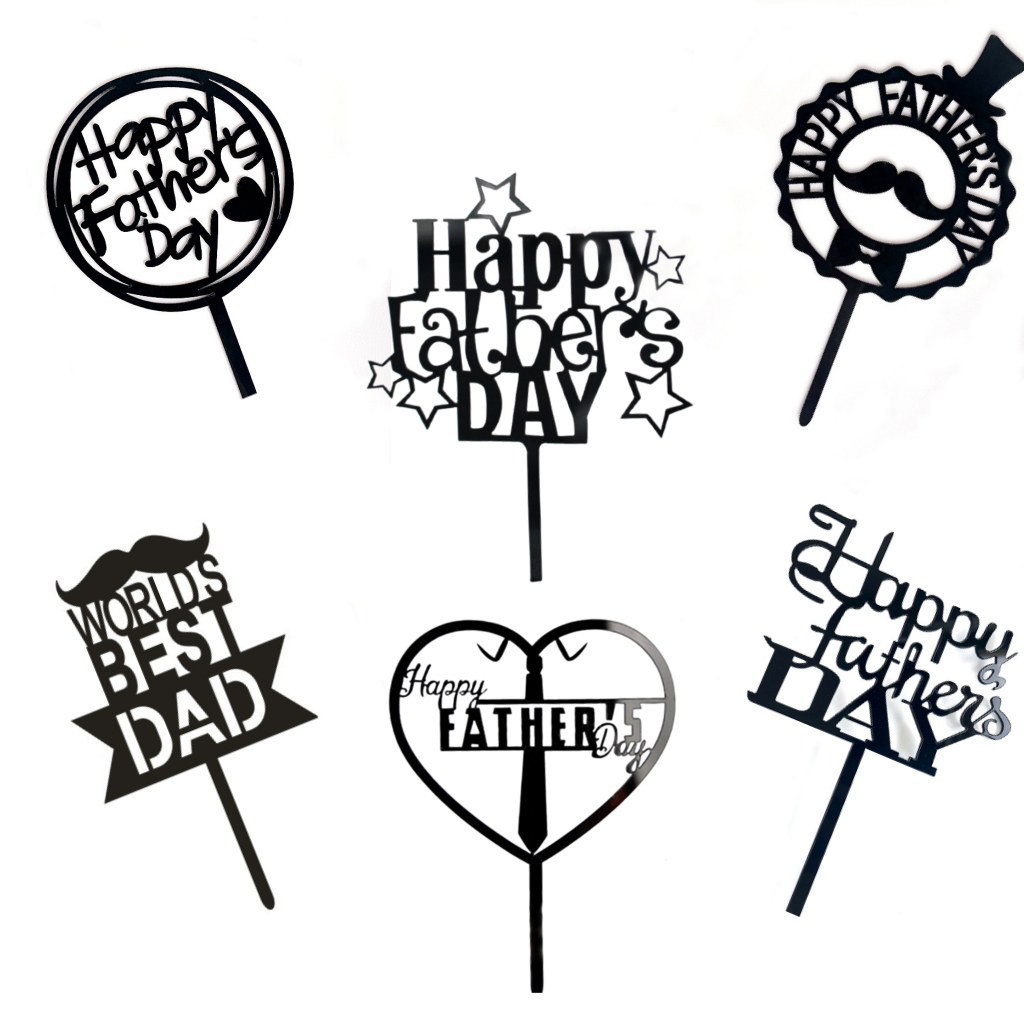 10 Pieces Happy Fathers Day Cake Topper Worlds Best Dad Acrylic Cake