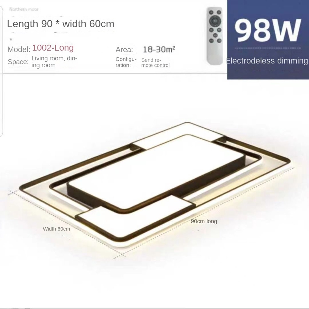 Modern LED Ceiling Light Dimmable With Remote Black Square Ceiling Lamp for Living Bedroom ...