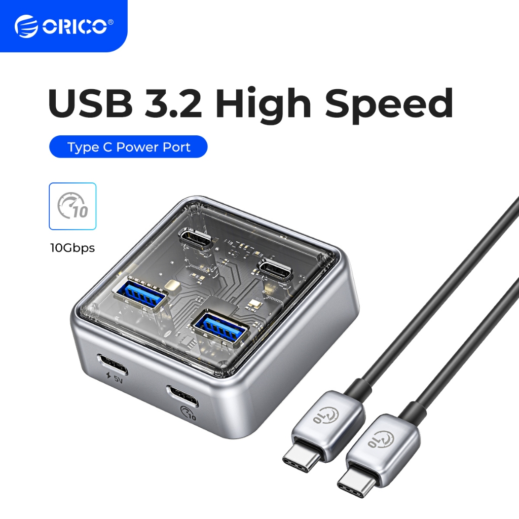 ORICO Transparent Usb C Hub 4 Port Expansion With Power Supply ...