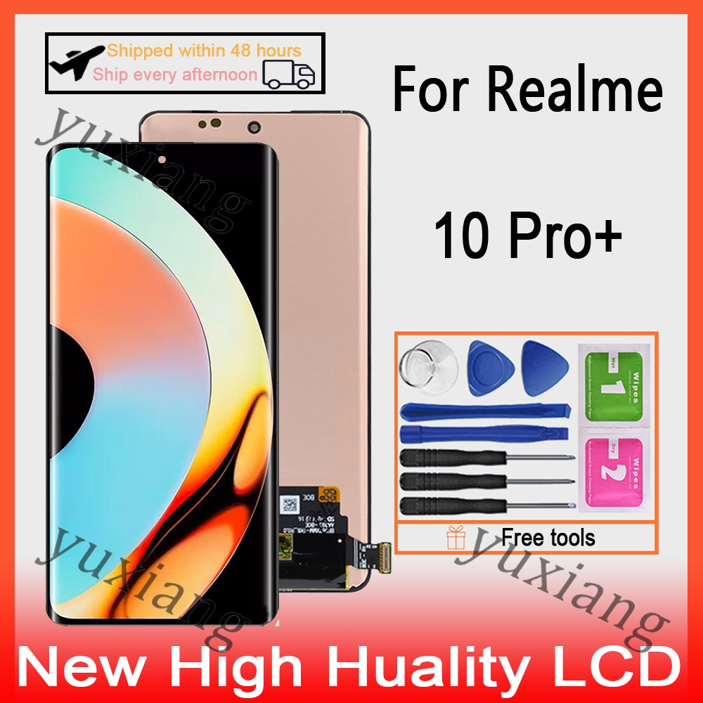 Original AMOLED Realme 10 Pro+ 10 Pro Plus LCD RMX3687 RMX3686 Display ...