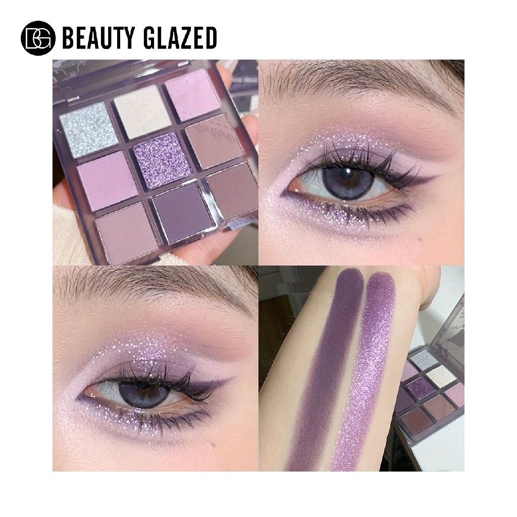 9 Colors Eyeshadow Palette Purple Berry Color Tone Pearly Matte Shimmer ...
