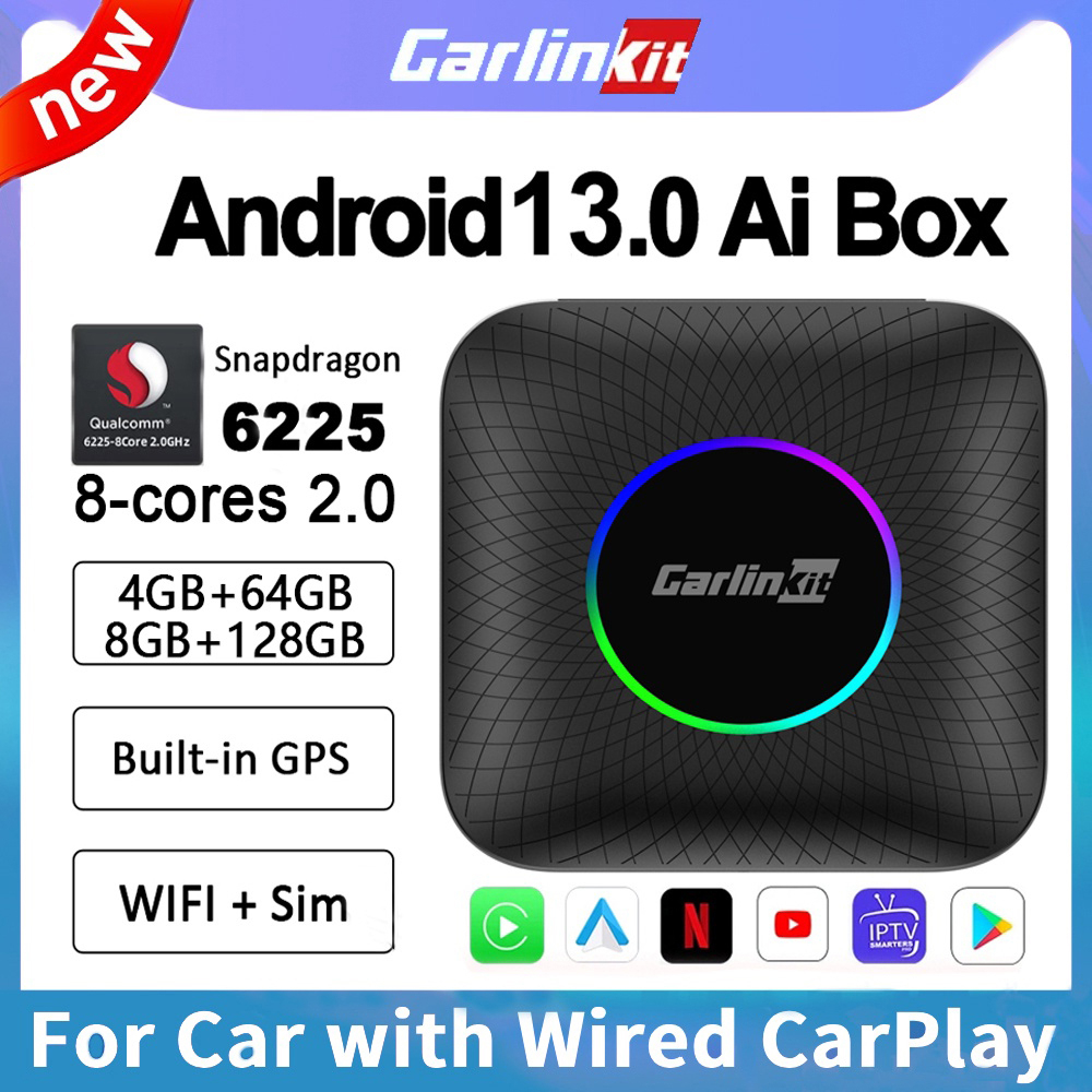 Carlinkit CarPlay Ai Box Plus Android 13 8+128GB QCM 8-Core 6225 Wireless CarPlay Android Auto ...