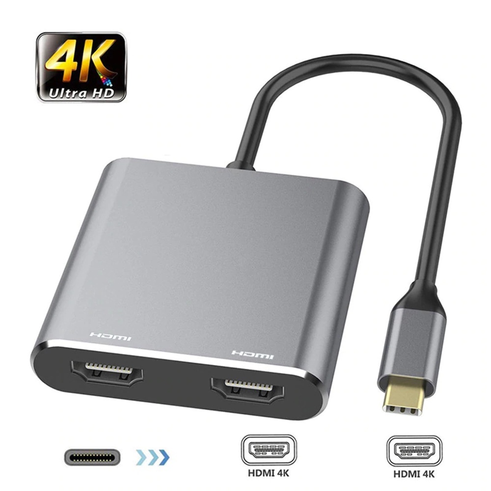 Typec to Dual HDMI 2in1 Adapter Type-C HUB HDMI 4K Two Monitors Mirror ...