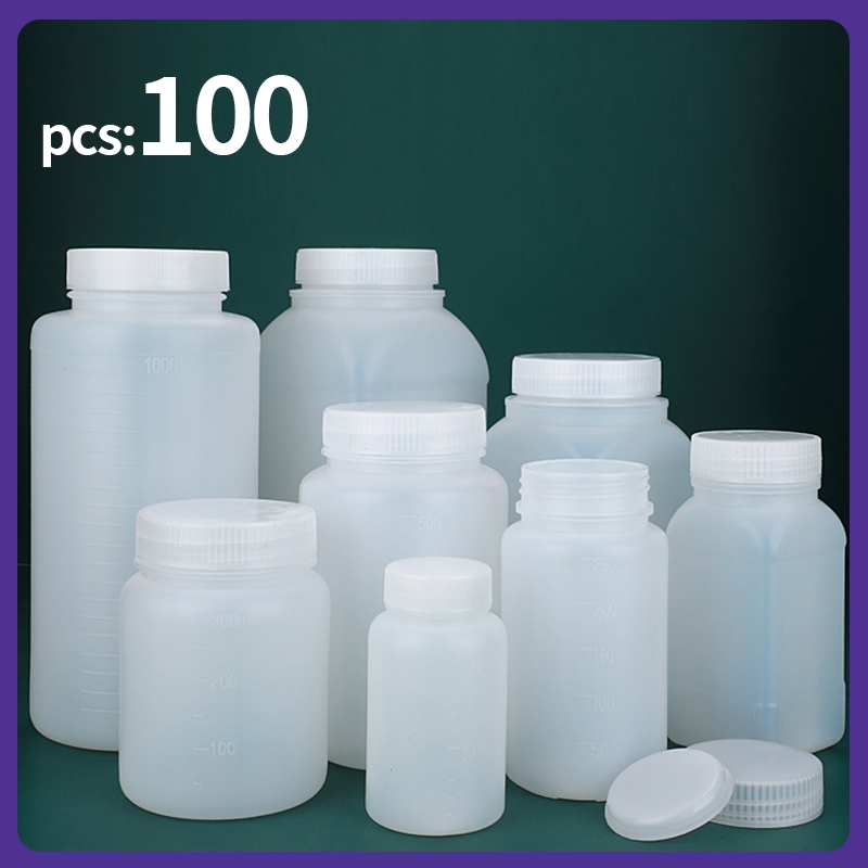 PCS:100 PET polyethylene large mouth bottle sample sampling bottle wide ...
