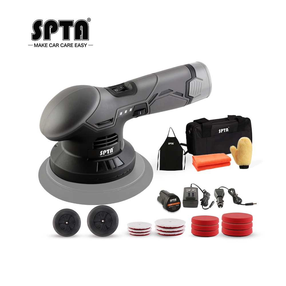 SPTA 12V Cordless Buffer Polisher 8mm DA Polisher with 2 2.0Ah Battery ...