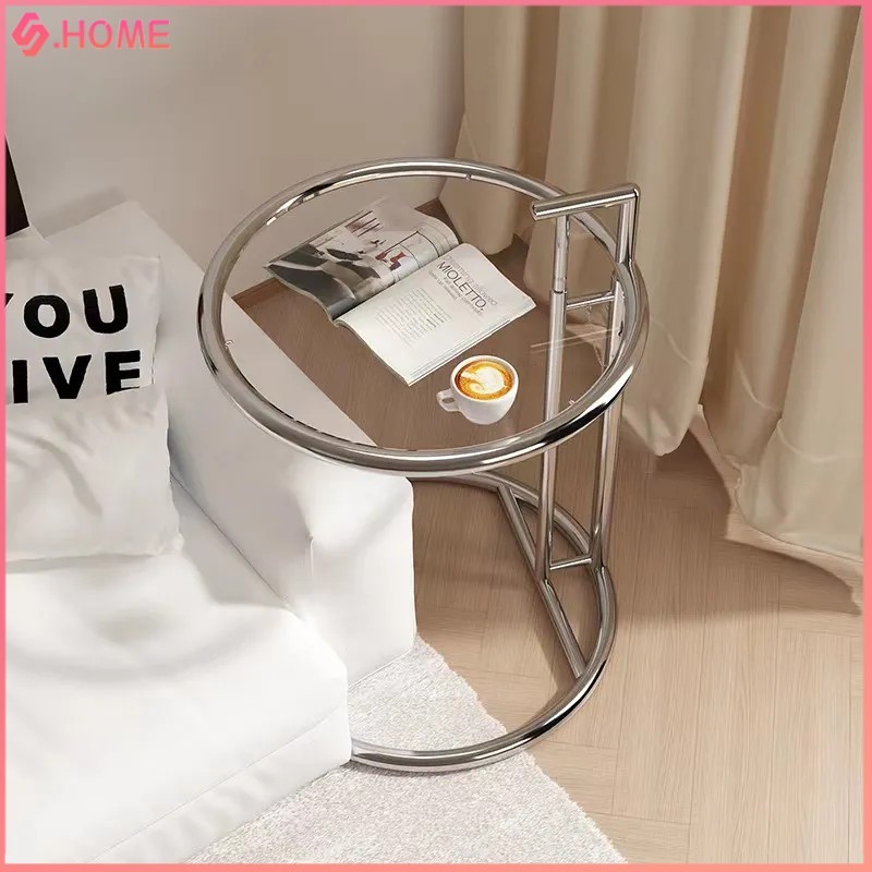 INS transparent liftable coffee table stainless steel simple round ...