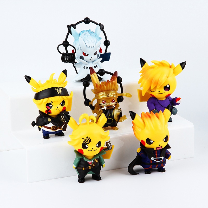 6Pcs/Set Anime Pokemon Figure Pikachu Cosplay Uzumaki Naruto ...