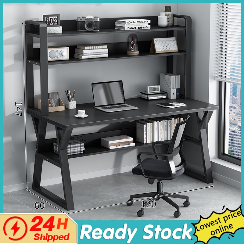 【⚡COD⚡】Computer Desk With Shelves For Home Office Study Table Bookshelf ...