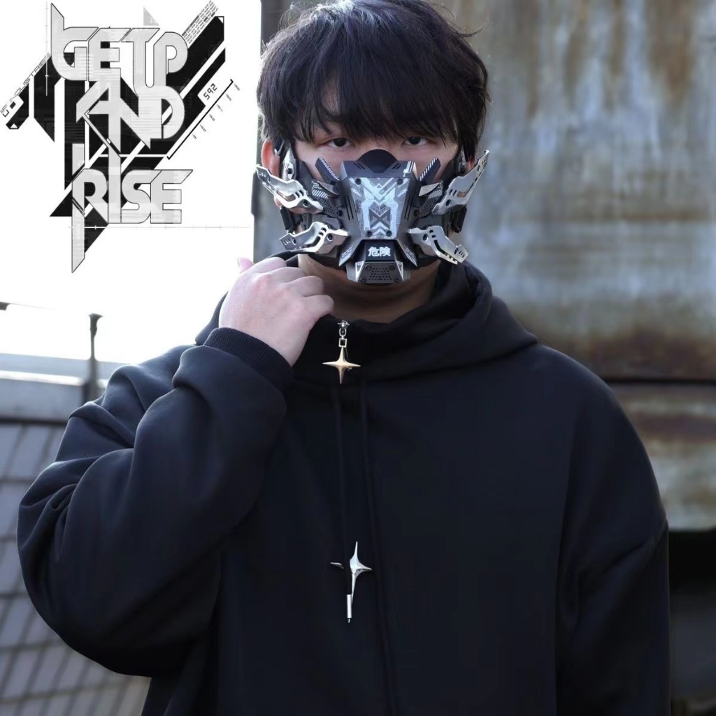 Cyberpunk LED Mask Handsome Tactical Mechanical Function Wind Cosplay ...