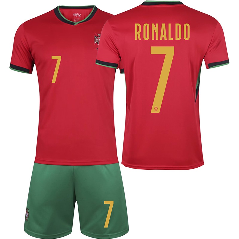 2024-25 Portugal UEFA European Football Championship Home Adult Kids Jersey Kit Cristiano ...