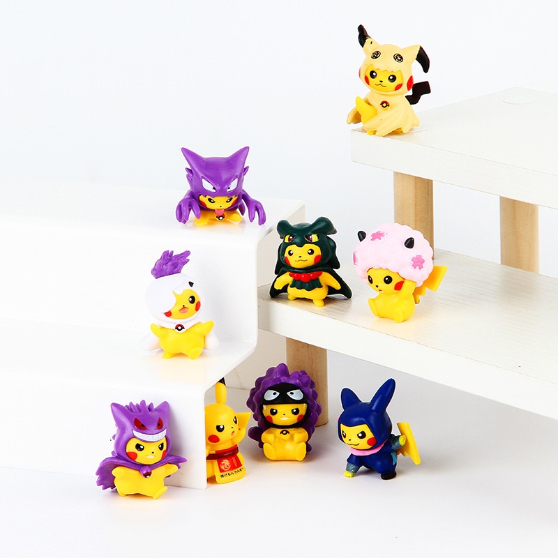 9Pcs/Set 4.5cm Anime Pokemon Figure Pikachu Cosplay Mimikyu Gengar ...