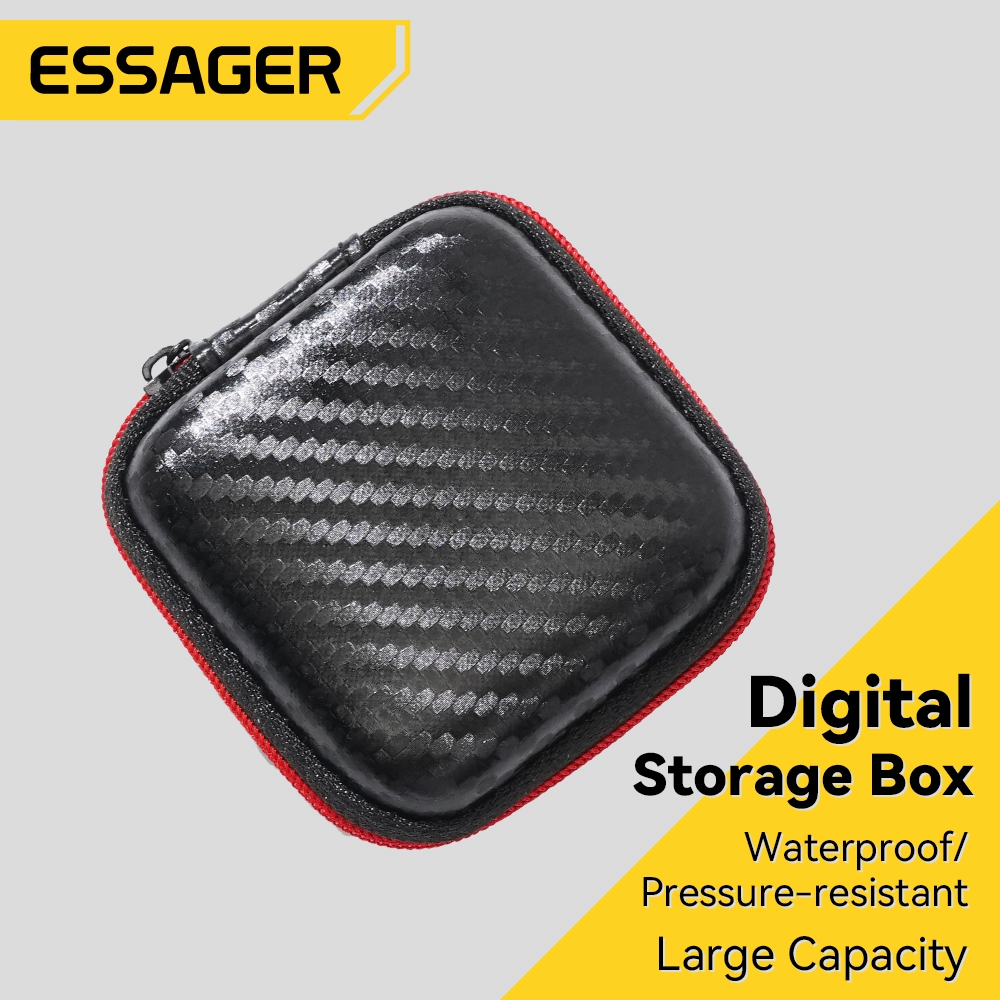 Essager Carbon Fiber Shell Data Cable Charger Storage Box | Shopee ...