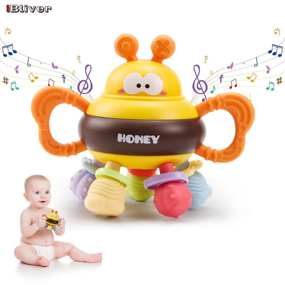 iBliver Baby Sensory Teething Toy for 0-6 Months, Montessori Teether ...