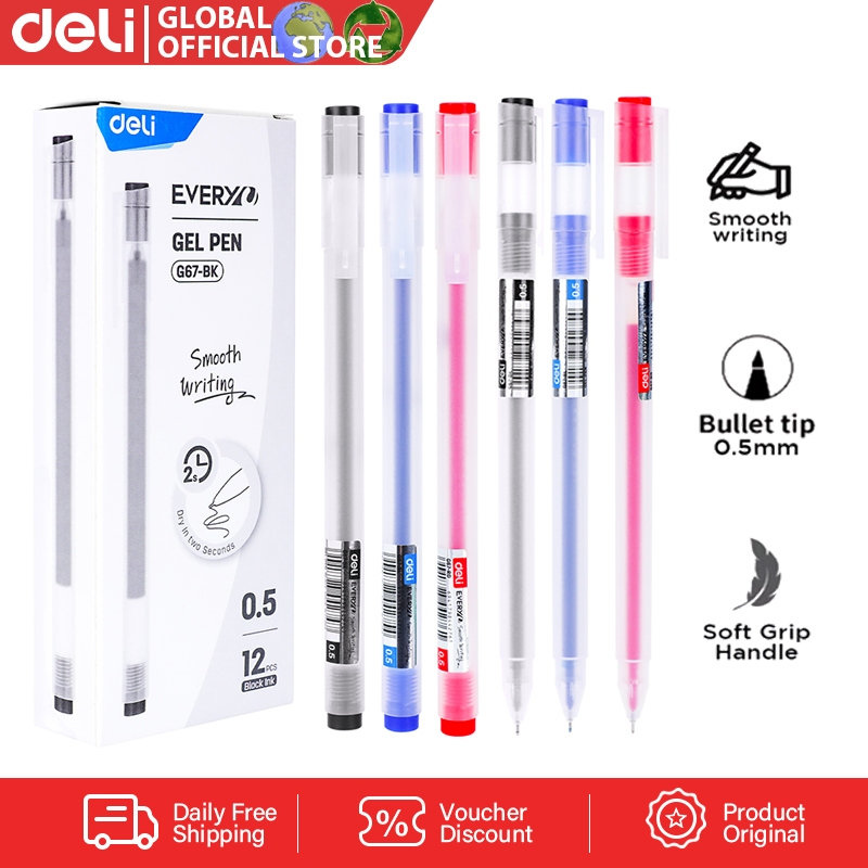 Deli Gel Pen 5 Colors 0.5mm Neutral Pen Bullet Writing Pen Colored Pen ...