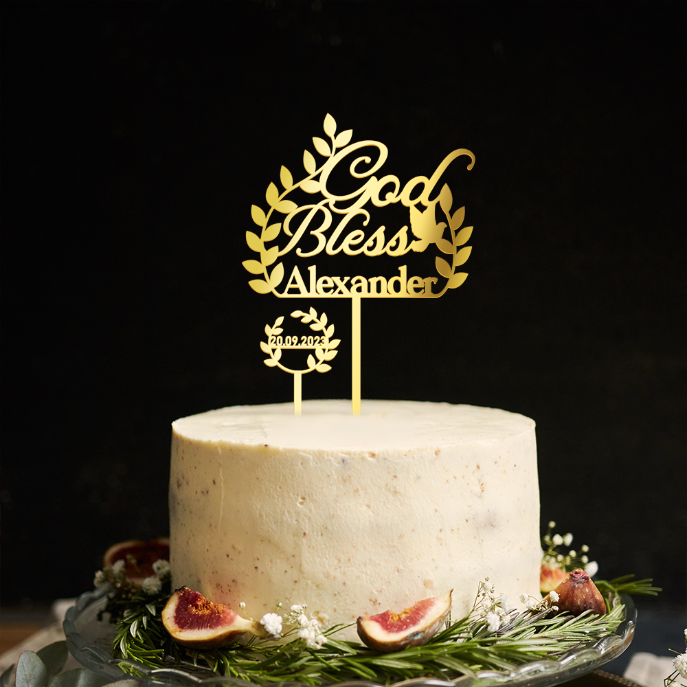 Personalized God Bless Cake Topper Baptism Christening Communion Cake ...
