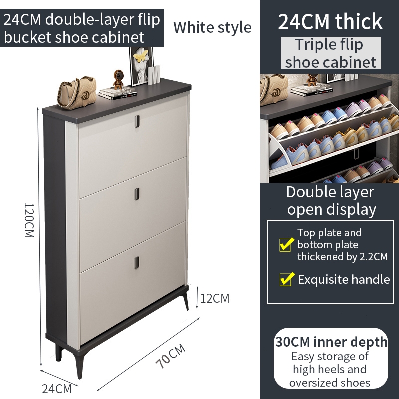 【Ultra Thin Flip Bucket Shoe Cabinet】Shoe Rack Organize Wood Flip Shoe ...