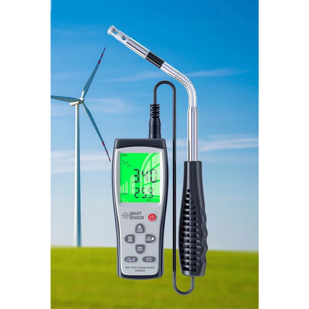 SMART SENSOR AR866A Hot Film Anemometer Air Flow Velocity Meter 0 ...