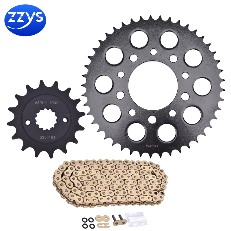 525 16T 45T Motorcycle Front Rear Sprocket Chain Set For Honda NV400 C ...