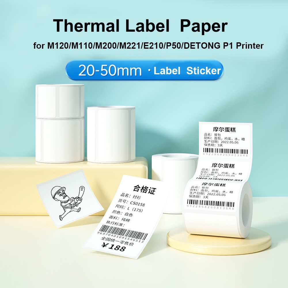 20-50mm Thermal Label Printer Paper Multi-Purpose label Sticker for Phomemo Label Maker M110 ...