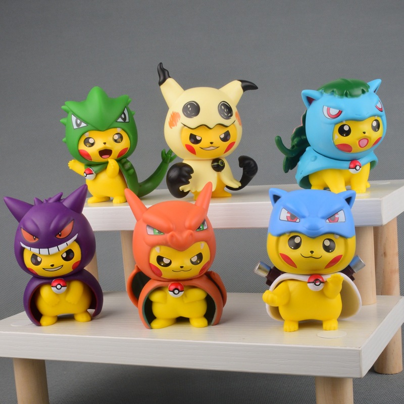 6Pcs/Set 7-9cm Anime Pokemon Figure Pikachu Cosplay Charizard Blastoise ...