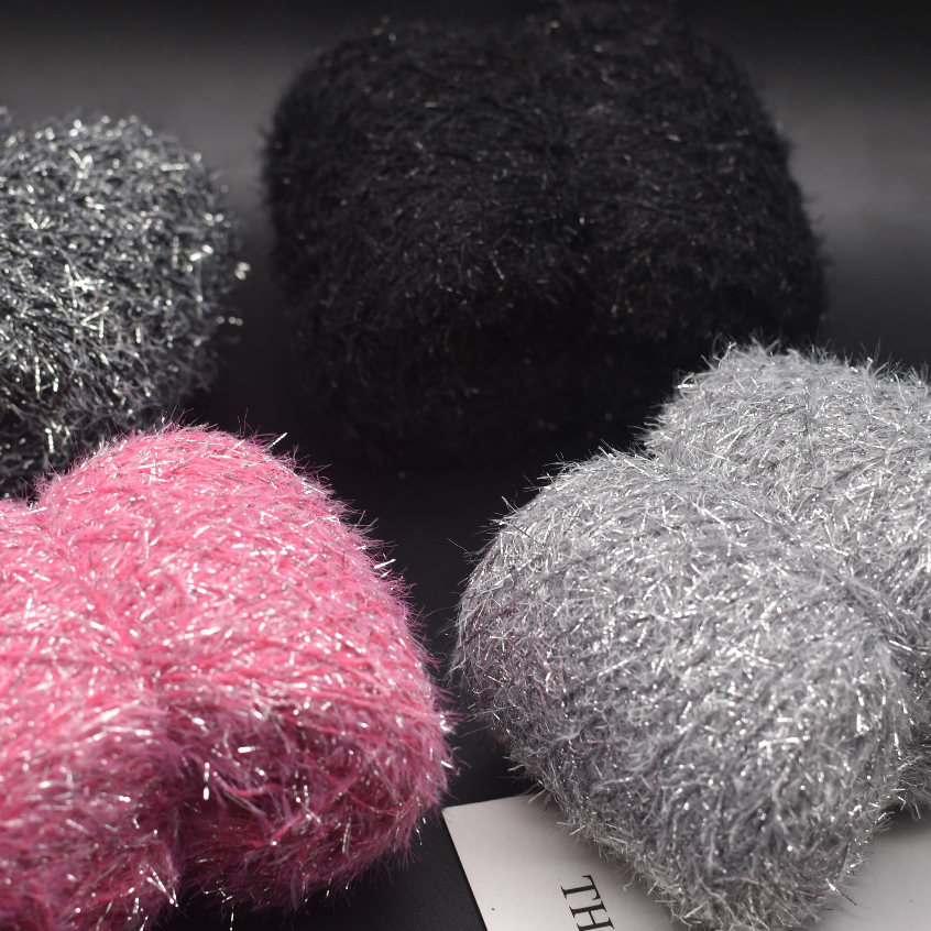 Shiny Feather Yarn Silky Fluffy Wool Yarn DIY Crochet Yarn Hand ...