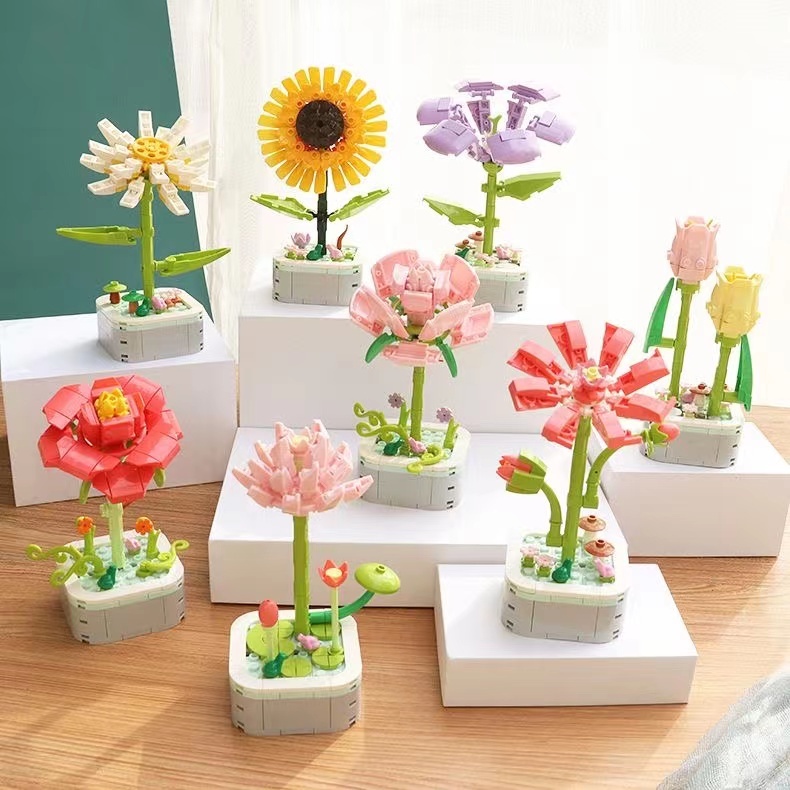 Assembling Building Blocks Combination Building Blocks Flower ...