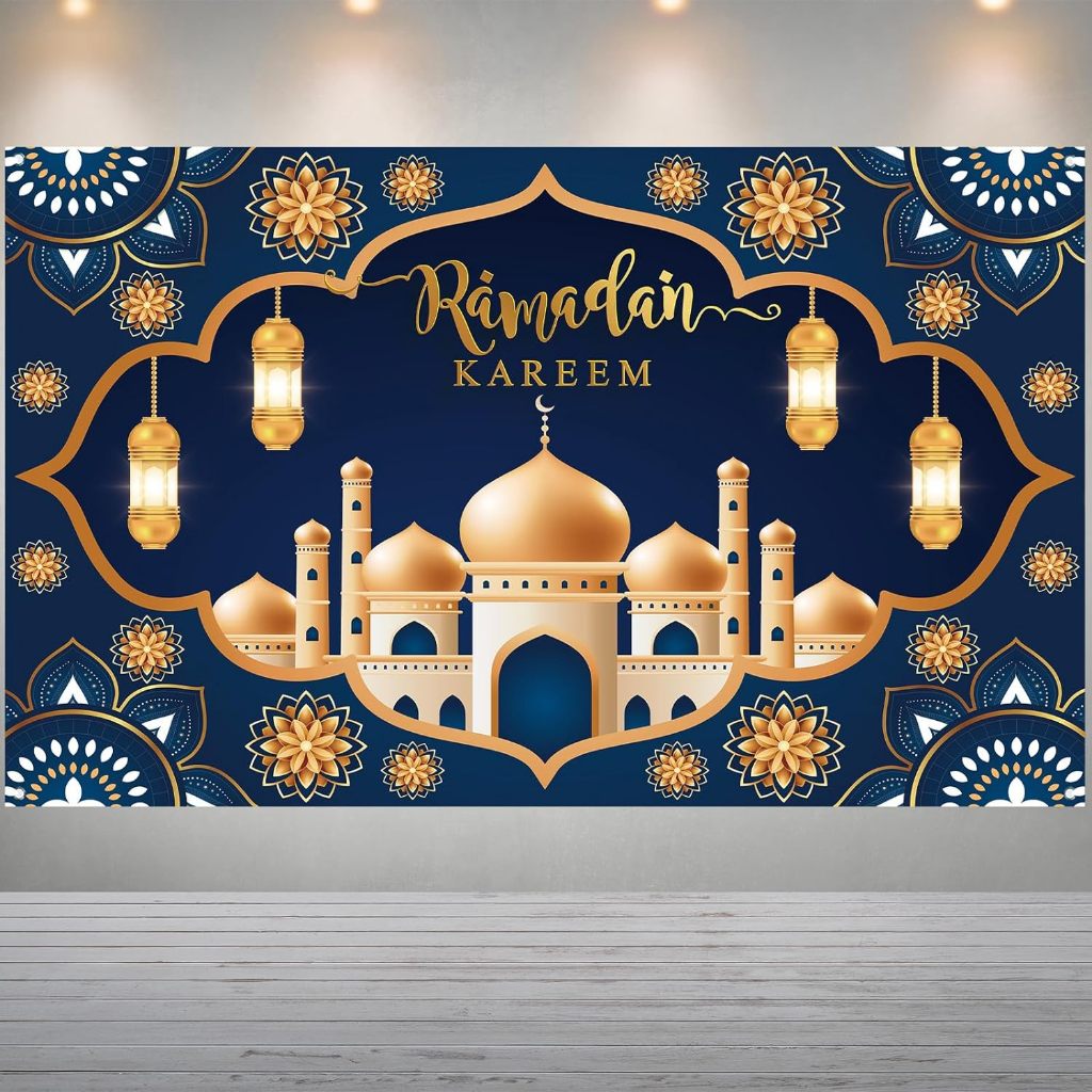 5x3ft Polyester Fabric Ramadan Mubarak party Decorations banner Ramadan ...