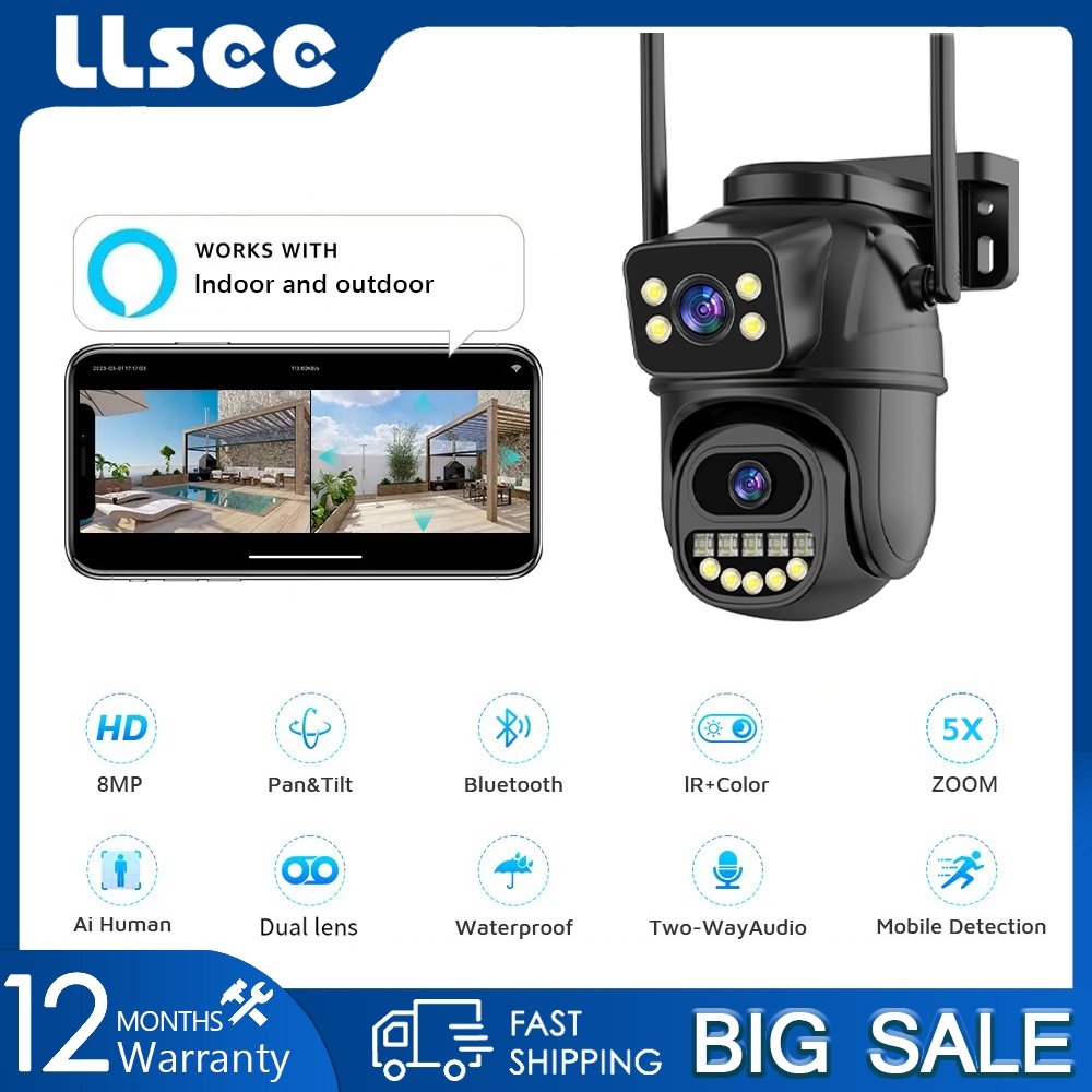 LLSEE ICSEE 8MP 5x zoom waterproof outdoor CCTV wireless WIFI IP camera ...