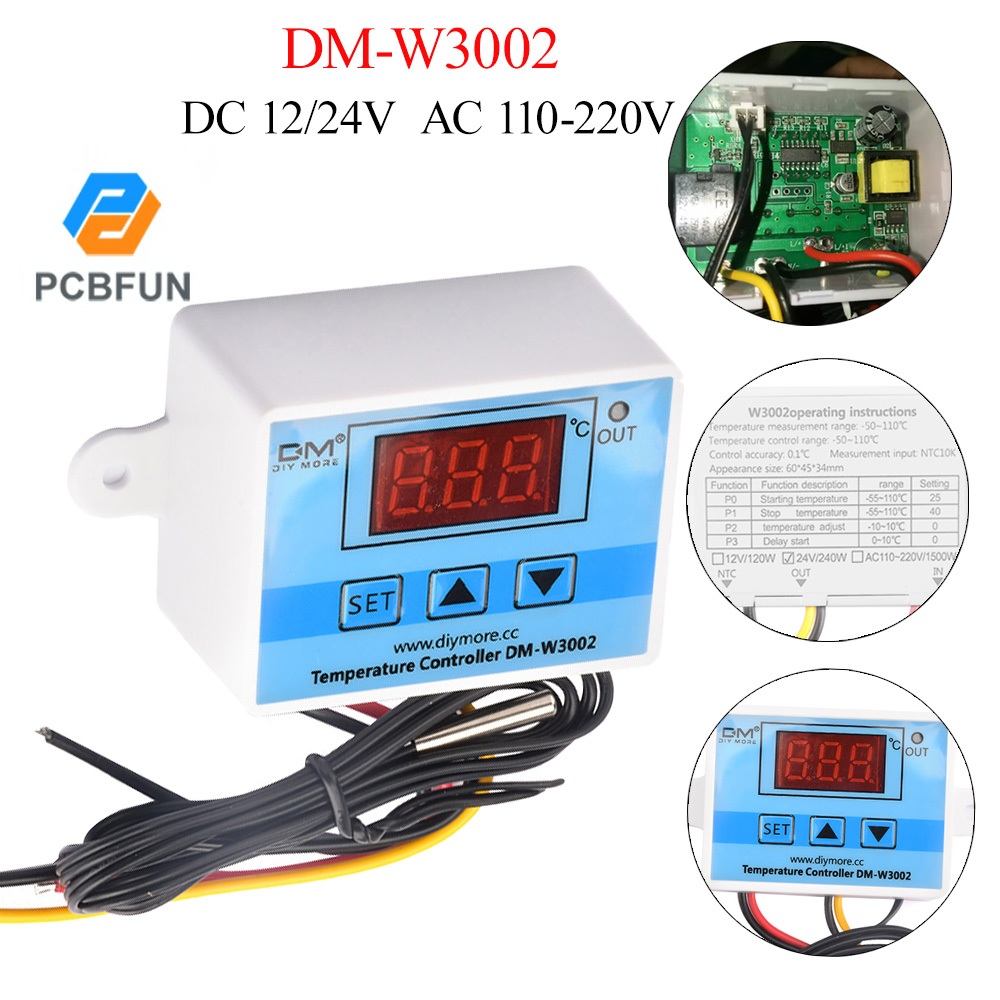 Pcbfun W3002 AC 220V DC12/24V Digital LED Temperature Controller Thermostat | Shopee Philippines