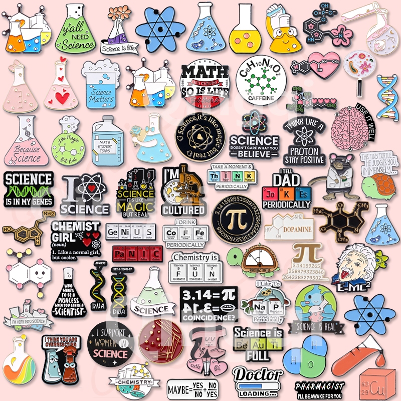 Colorful Science Enamel Pin Brooches Cute Math Chemical Molecular ...
