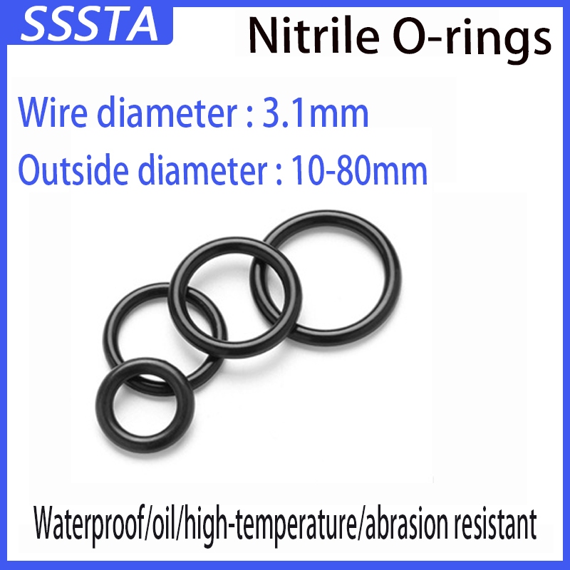 [SSSTA] Nitrile O-Ring Black Outer Diameter 10-80mm * Thread 3.1mm NBR ...