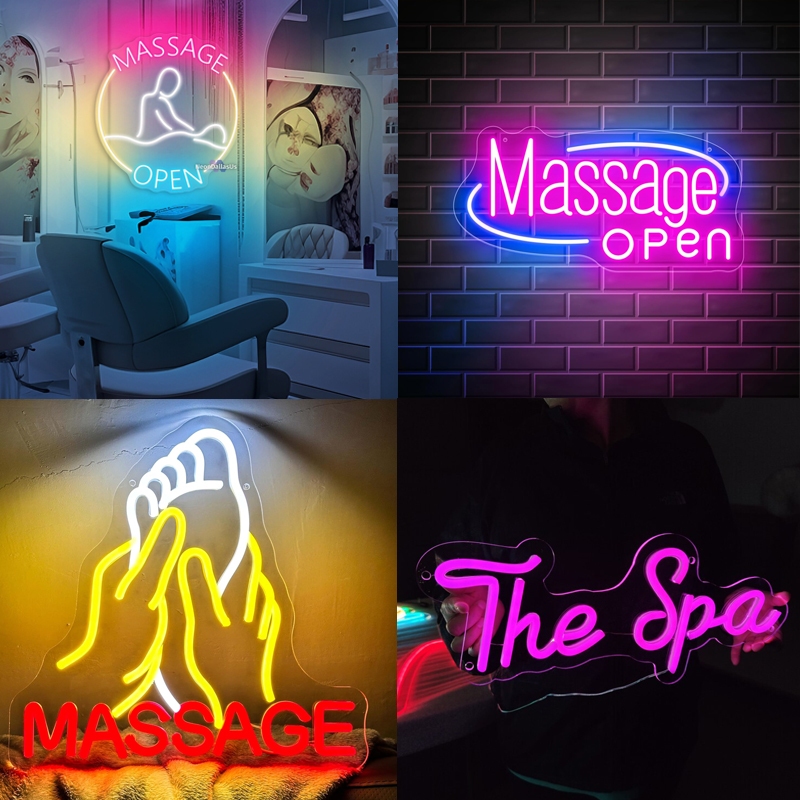 Massage Open Neon Sign Massage Open Beauty Salon Shop Led Light Custom ...