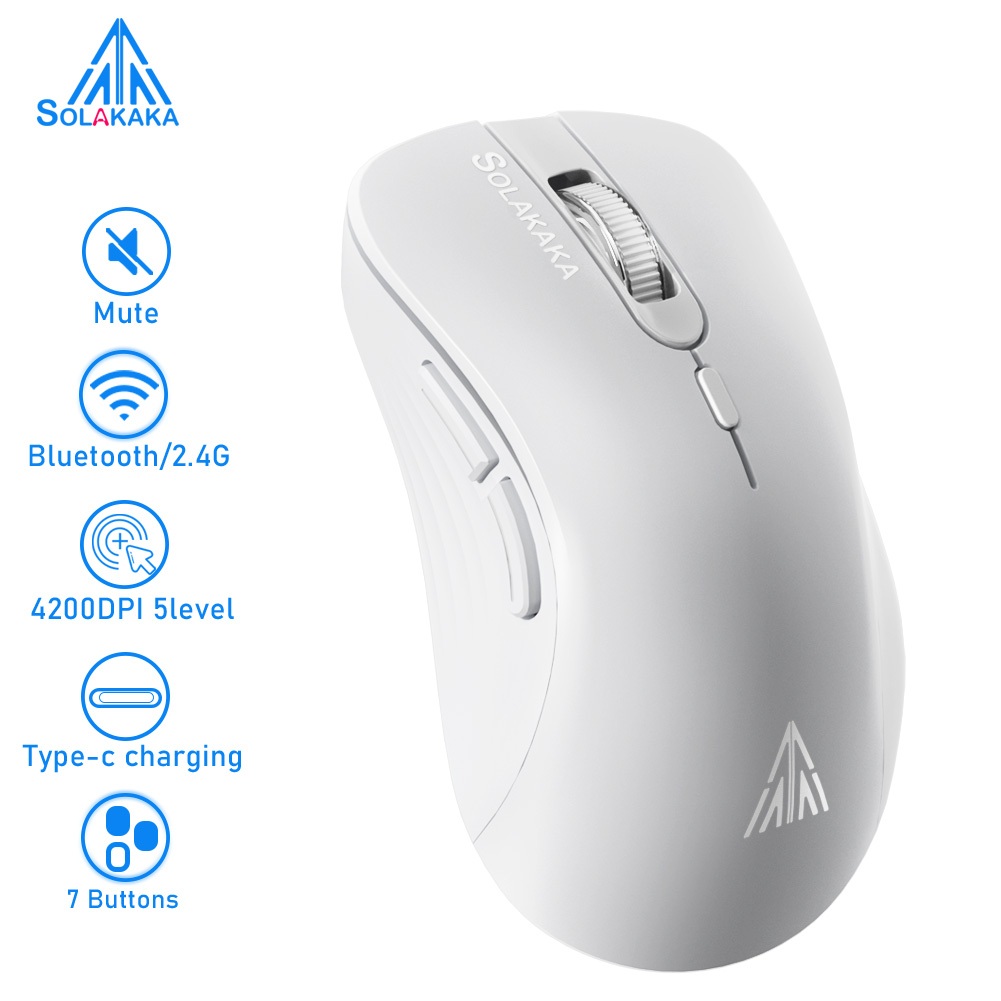 SOLAKAKA SM66 Wireless Mouse Bluetooth/2.4G 400mAh Battery With 6-speed ...
